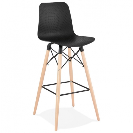 Tabouret de bar design scandinave coque plastique noir - Plusieurs coloris